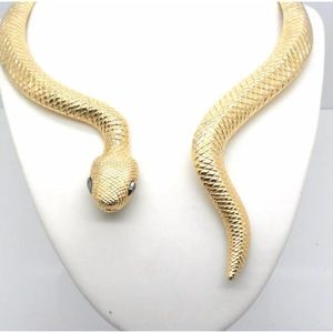 Jewelry | Snake Collar Serpent Necklace Gold Rhinestone Choker ...